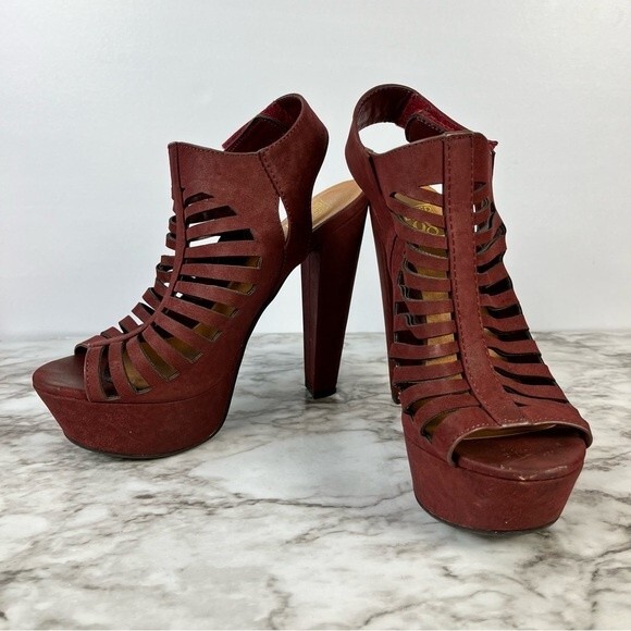 Speed Limit 98 | Shoes | Speed Limit 98 Burgundy Strappy Heels 55 Heels ...